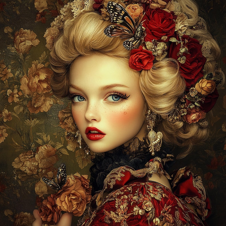 12 Vintage Baroque Portraits, 12 Digital Images, Large Square Artwork ...
