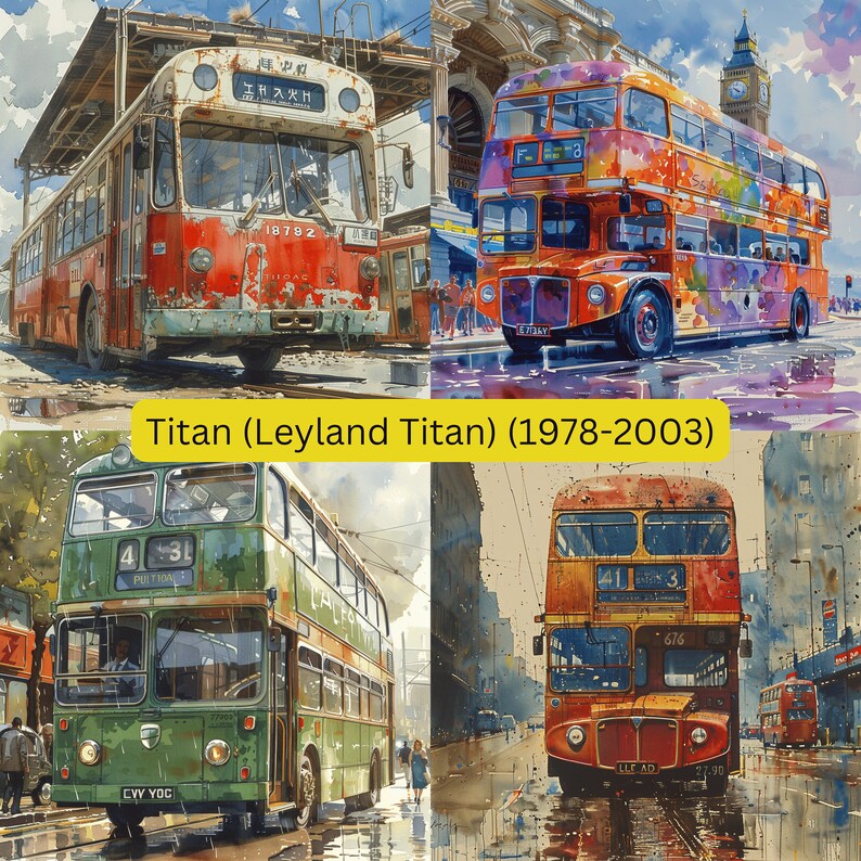 TWENTY Vintage Buses Digital Images, Historical Buses Across the Ages ...