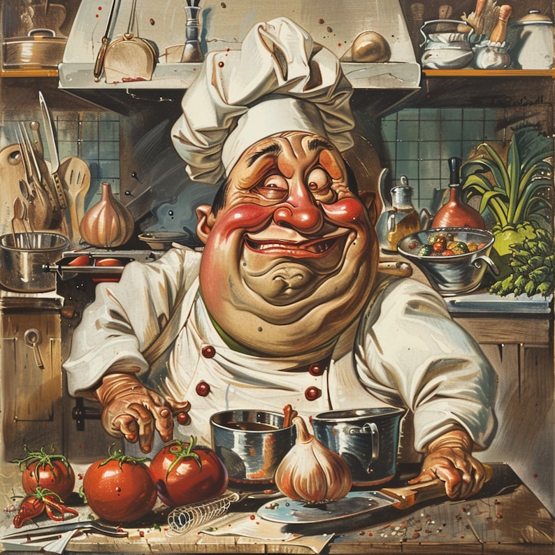 11 Vintage Koch Karikatur Poster, Küchendekoration, Esszimmer Wandkunst ...