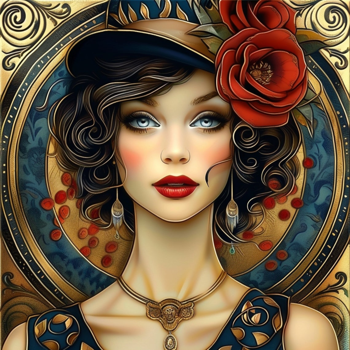 THIRTEEN Art Deco Female Portraits, Vintage Digital Art, Instant ...