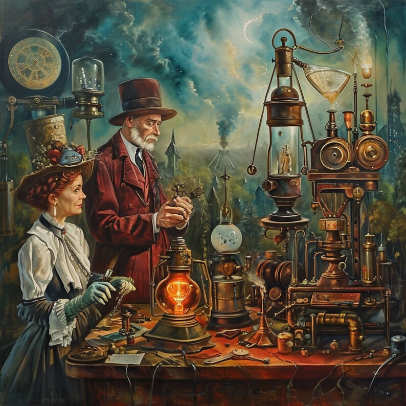 NINE Retro Fantasy Inventors Digital Prints Instant Printable Digital ...