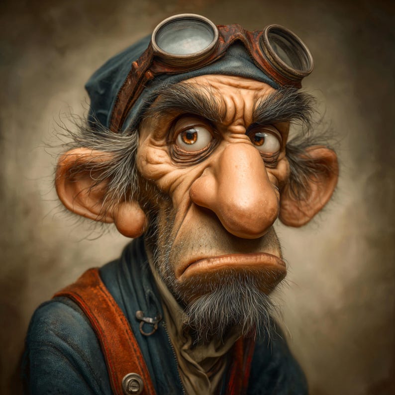 Weird Man Character Art: Whimsical Portrait PNG Bundle (digital ...
