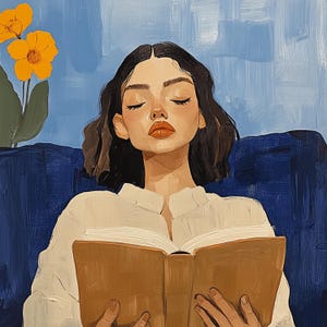 8 Reading Girl Wall Art, Literary Poster, Cozy Interior Decor, Book ...