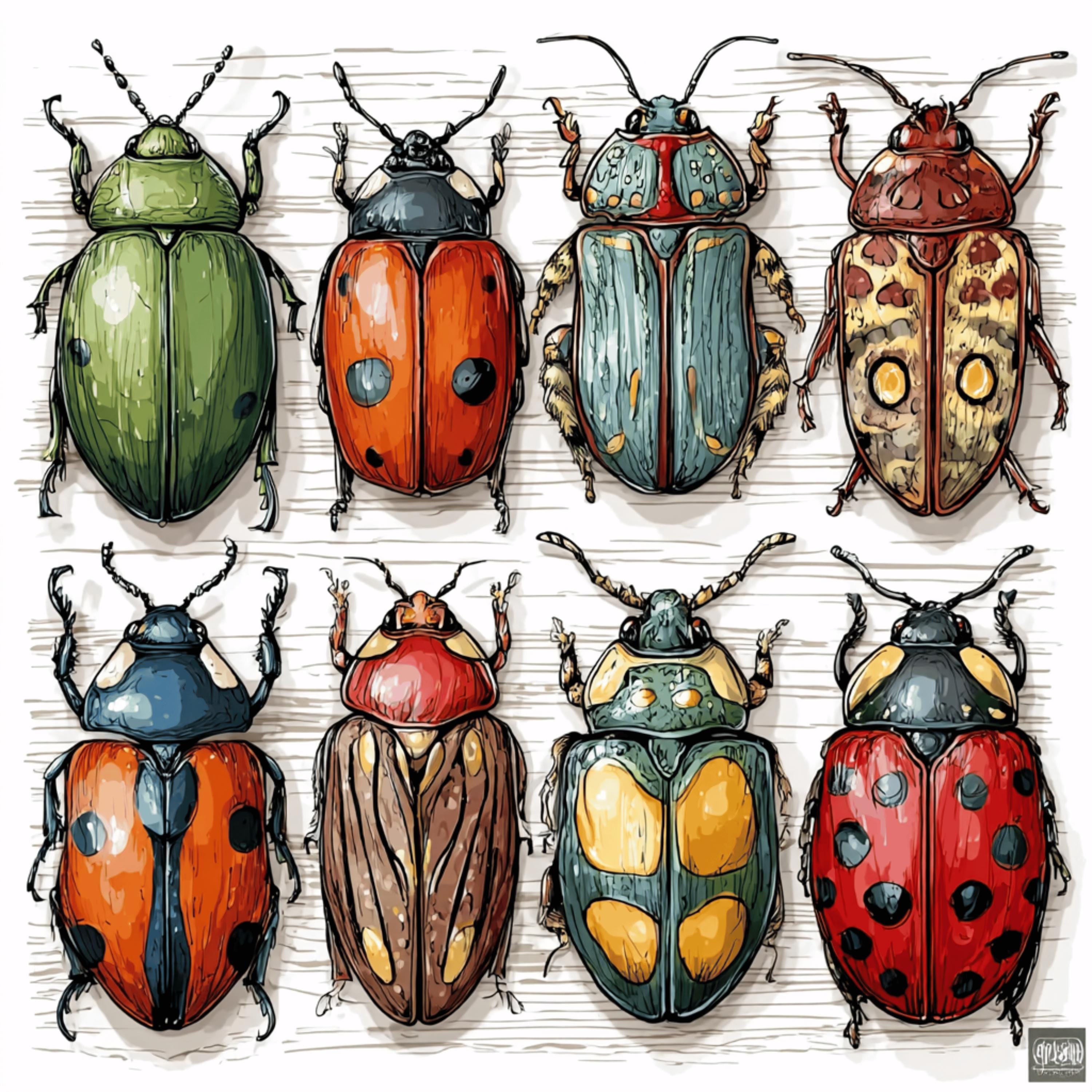 24 DIY Wall Art Insect Digital Images, Colorful Beetle and Bug Artwork ...