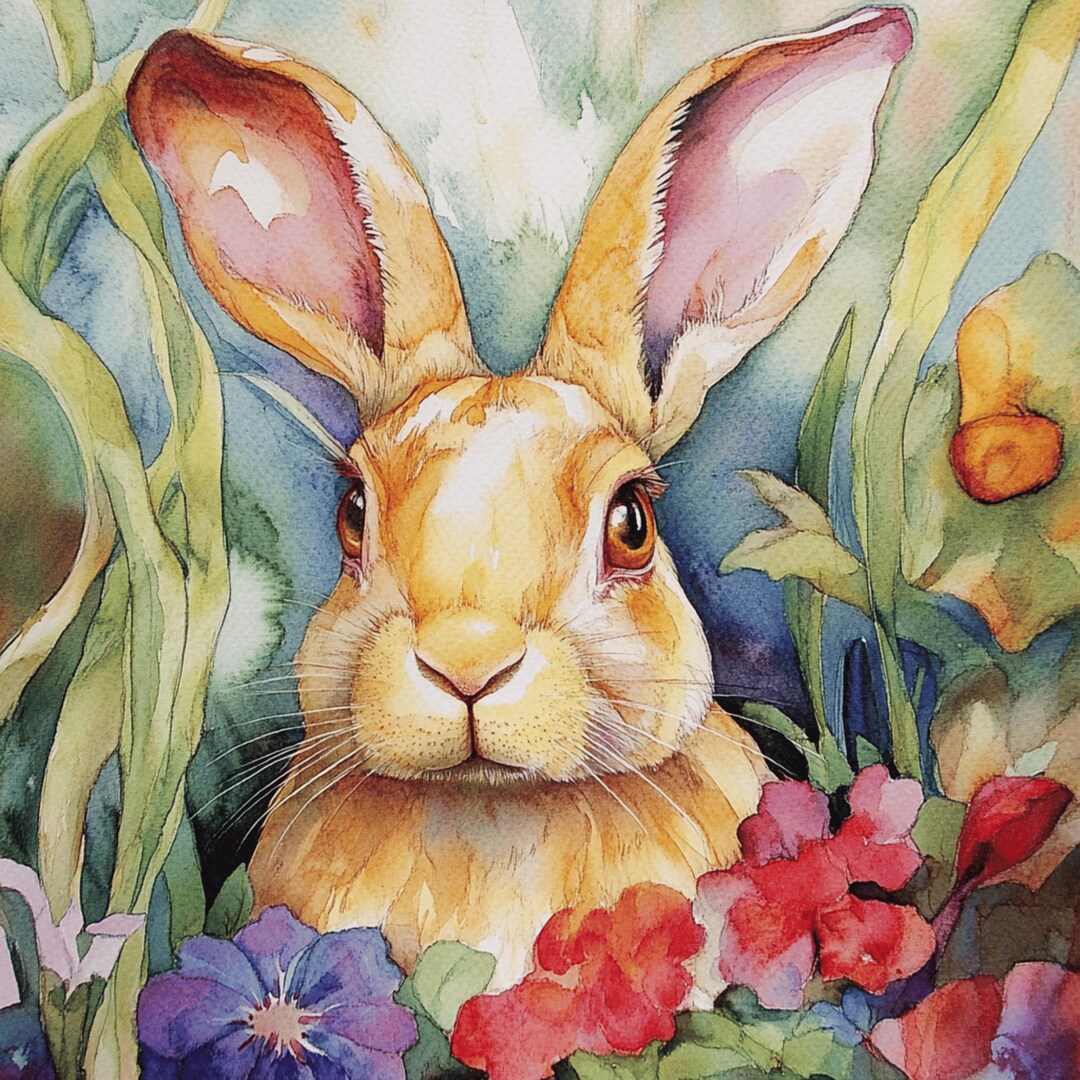 30 Lovely Rabbit Bunny Art Print, Easter Ostara Decor, Spring Equinox ...