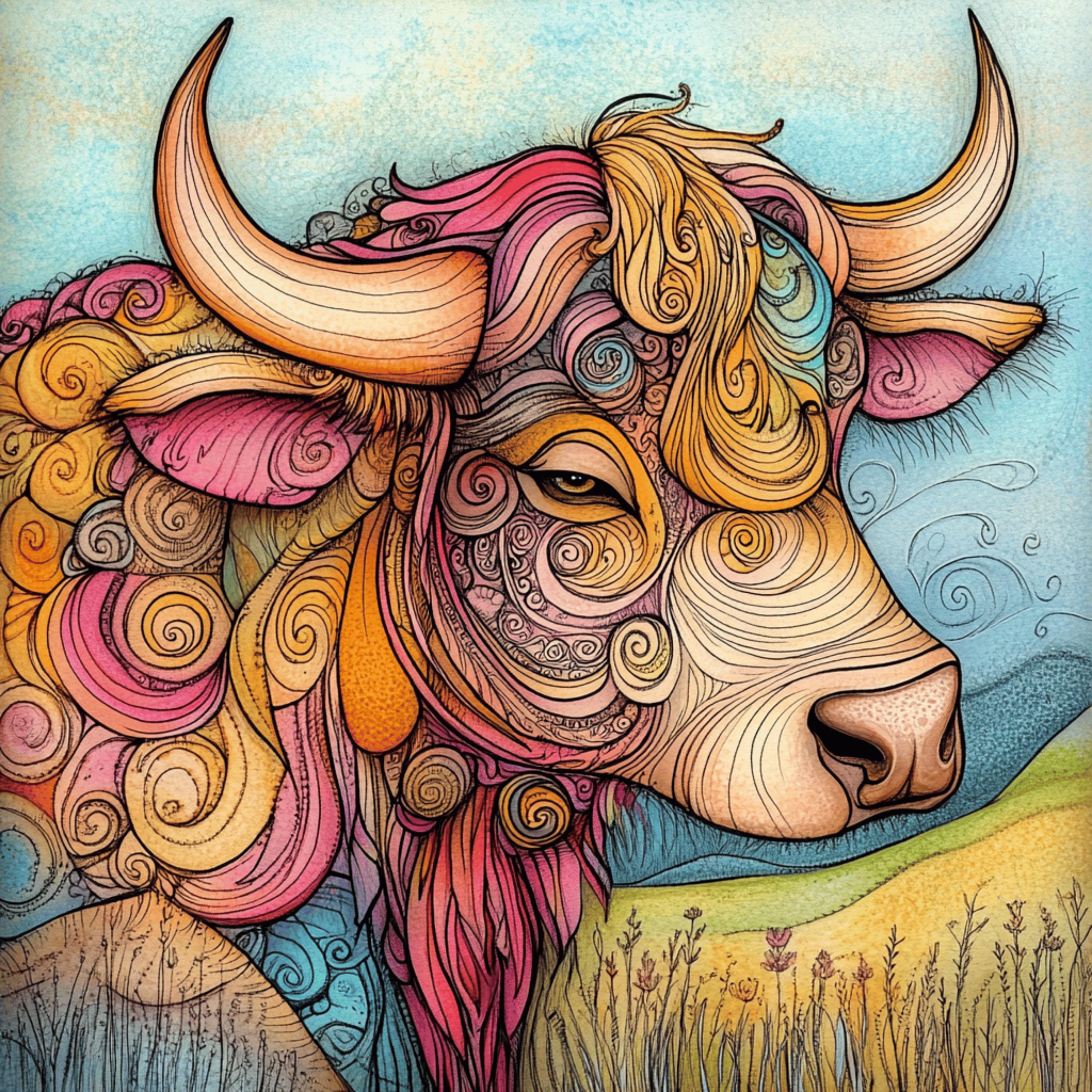 30 Digital Images Zentangle Inspired Animals Bull Horse Highland Cow ...