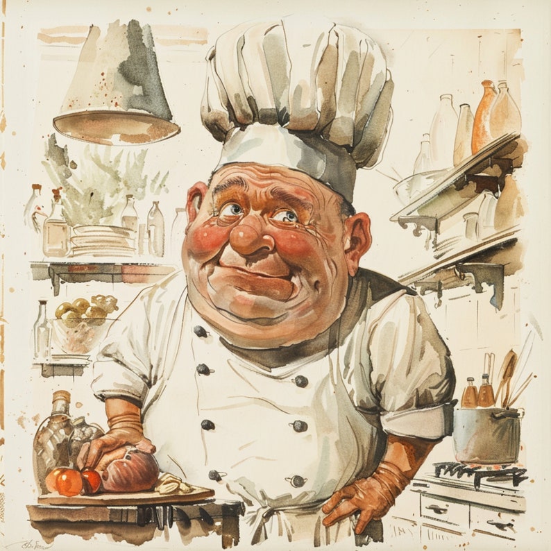 11 Vintage Koch Karikatur Poster, Küchendekoration, Esszimmer Wandkunst ...