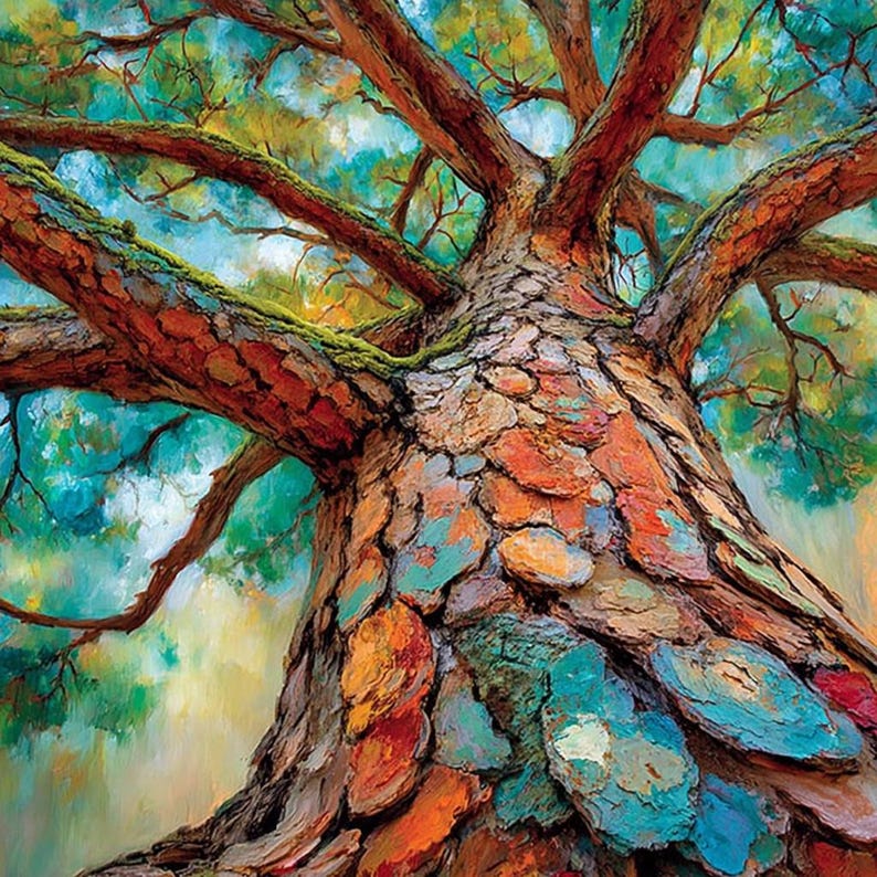 15 Vibrant Autumn Tree and Branch Art | 15 Digital Oil Paintings | Fall ...