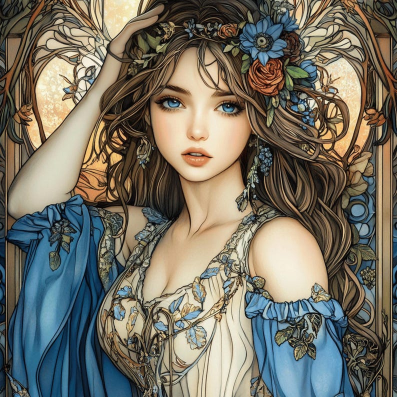 20 Fantasy Princess Digital Portrait Bundle for DIY Art, Sublimation ...