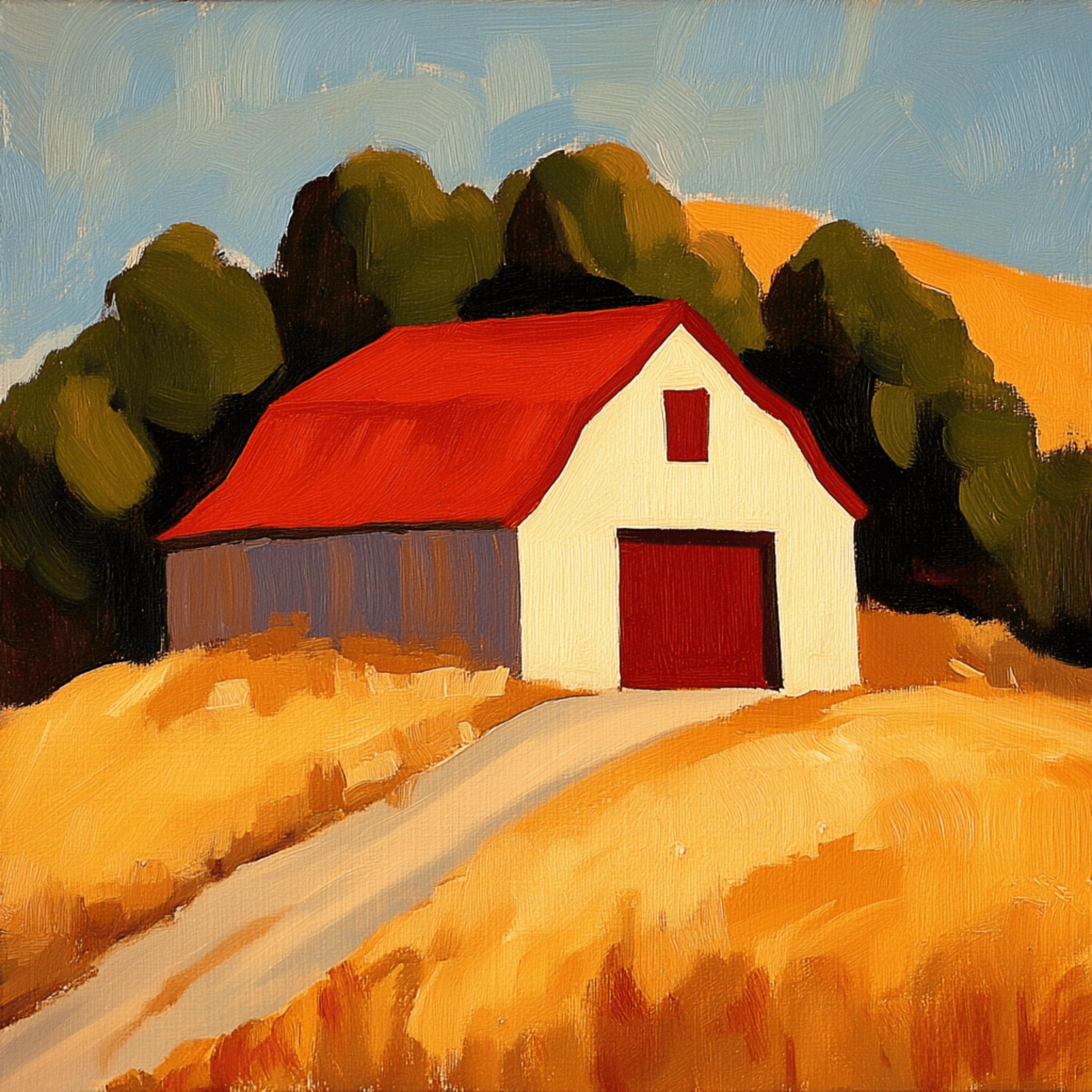 10 Large Red Barn Farm Scene Artwork Poster, 10 Digital Images, Square ...