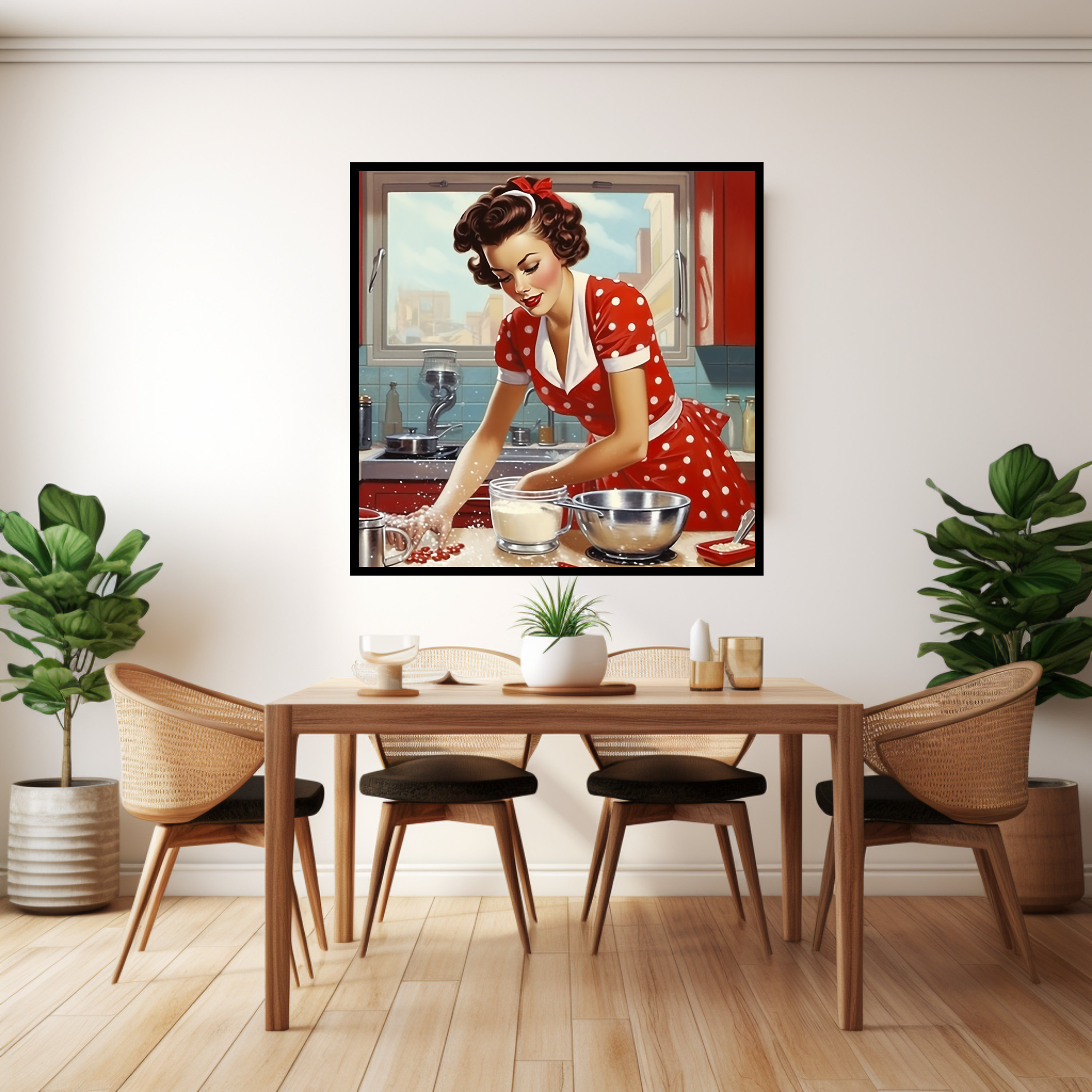 FIVE Woman Cooking Prints Retro Vintage Style Wall Decor Instant ...
