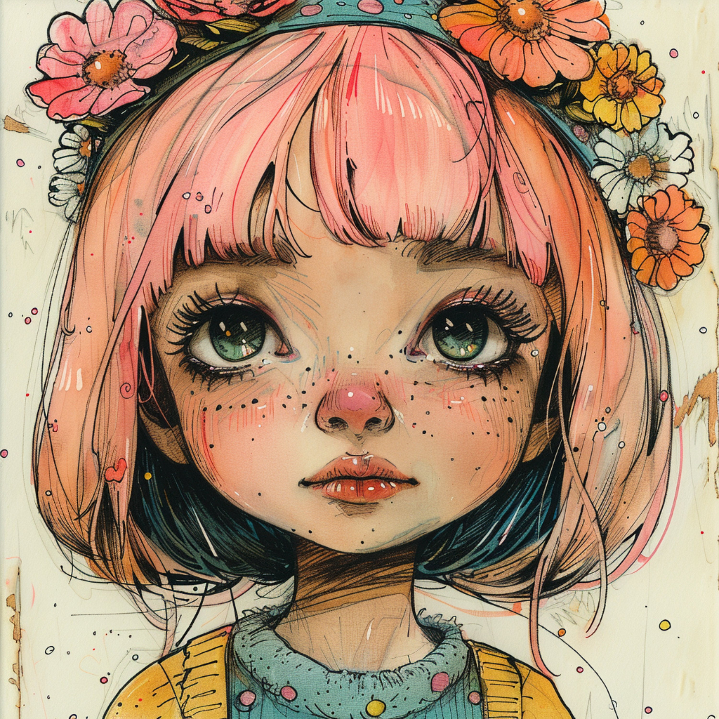 11 Whimsical Pastel Sketch Children's Illustrations, Digital Images ...