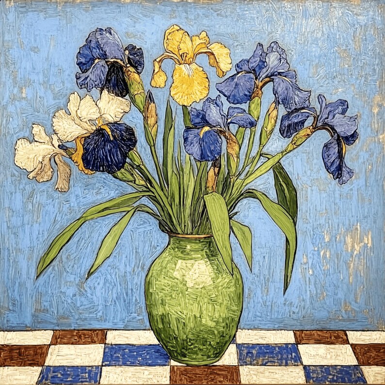 50 Blue Iris Flowers Digital Art, Square Large Artwork Prints ...