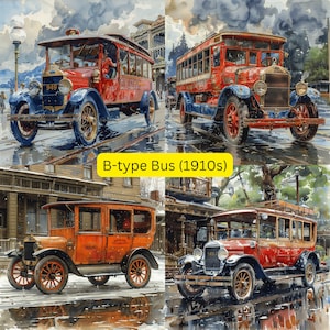 TWENTY Vintage Buses Digital Images, Historical Buses Across the Ages ...
