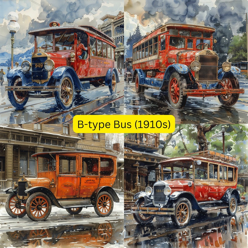 TWENTY Vintage Buses Digital Images, Historical Buses Across the Ages ...