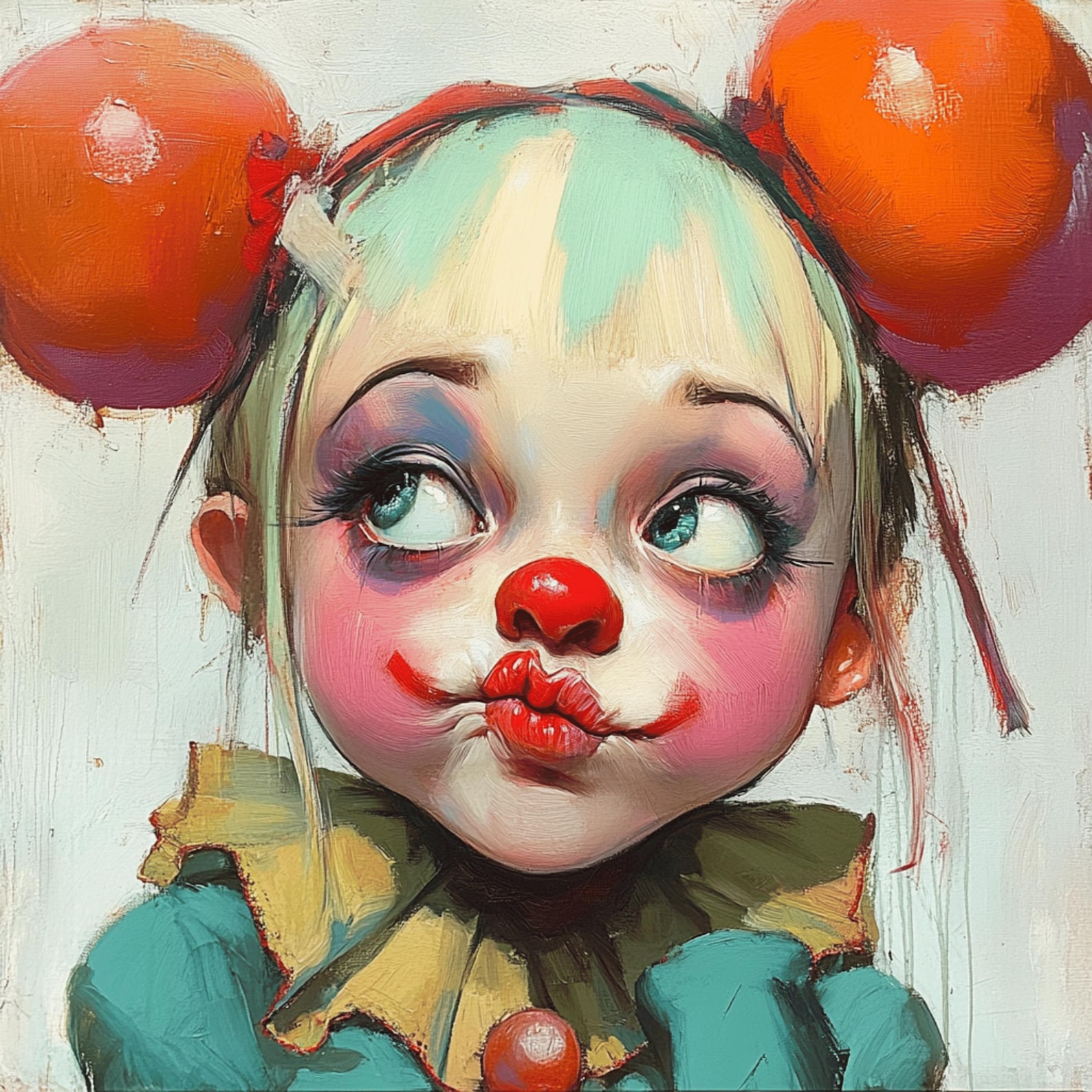 7 Colorful Clown Portrait Poster, Unique Artistic Clown Painting Print ...