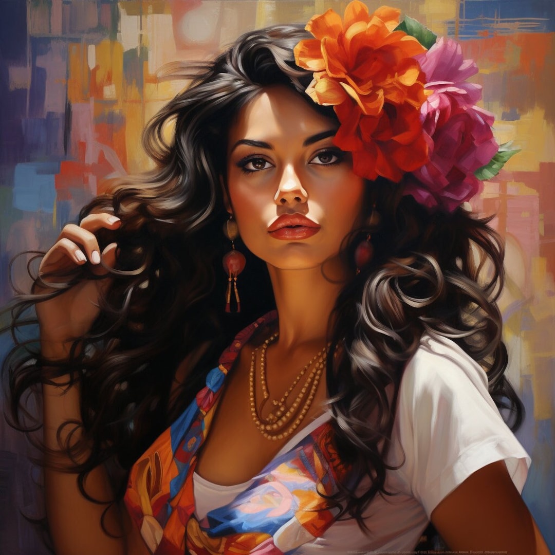 SIX Hispanic Latin American Female Portraits Instant Printable Digital ...