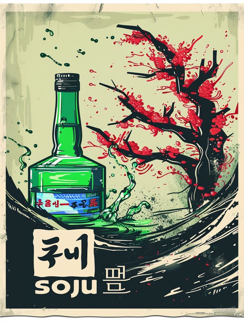 9 Vintage Soju Bottle Poster Set, Korean Alcohol Wall Art, Retro Bar ...
