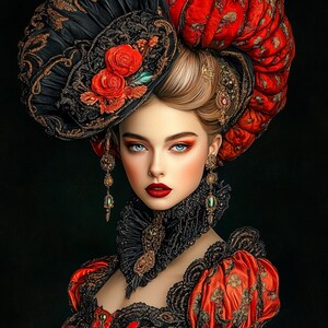 18 Digital Images Rococo Female Portraits Ornate Art Large Square ...