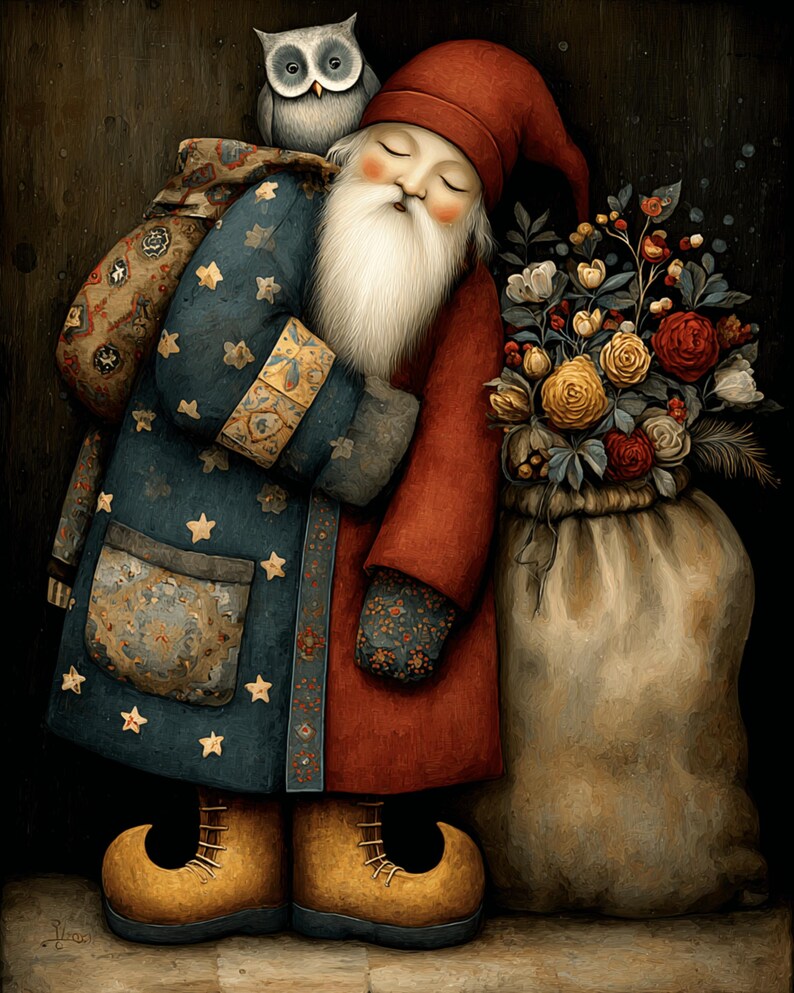 45 Nordic Santa Claus Illustrations With Folk Art Details and Winter ...