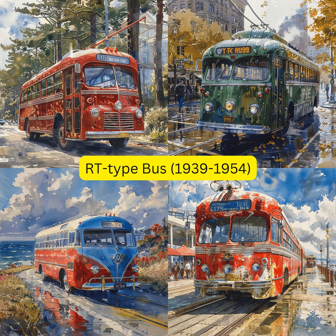 TWENTY Vintage Buses Digital Images, Historical Buses Across the Ages ...