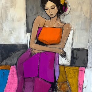 14 Digital Cubist Abstract Female Poster, Large Square Abstract Artwork ...