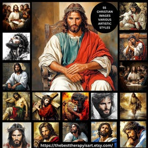 Christian Art Bundle, 55 Jesus Religious Digital Images, Christmas Wall ...