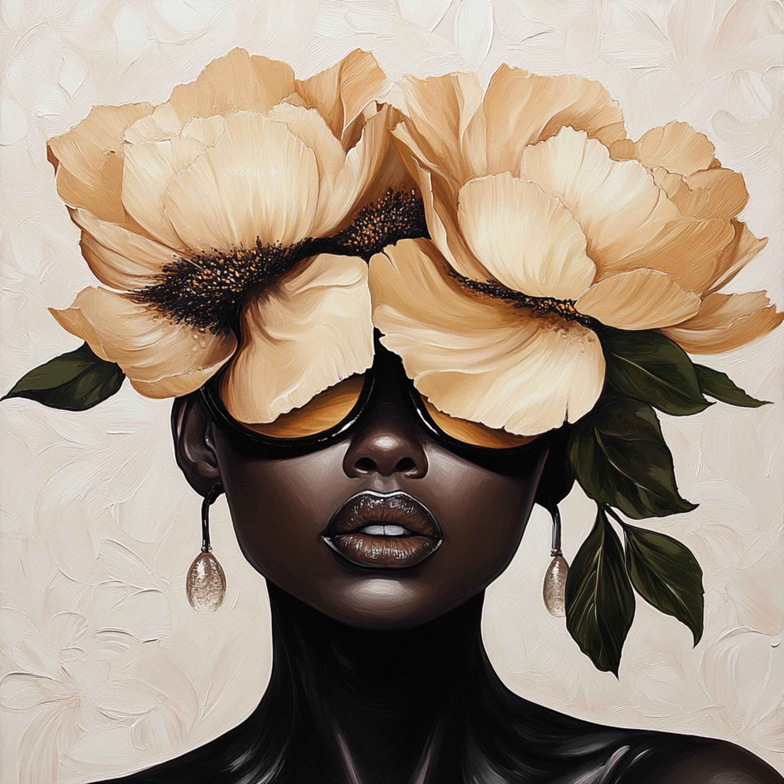 ELEVEN Stunning Black Female Model With Flowers Art, Fashion Shoot ...