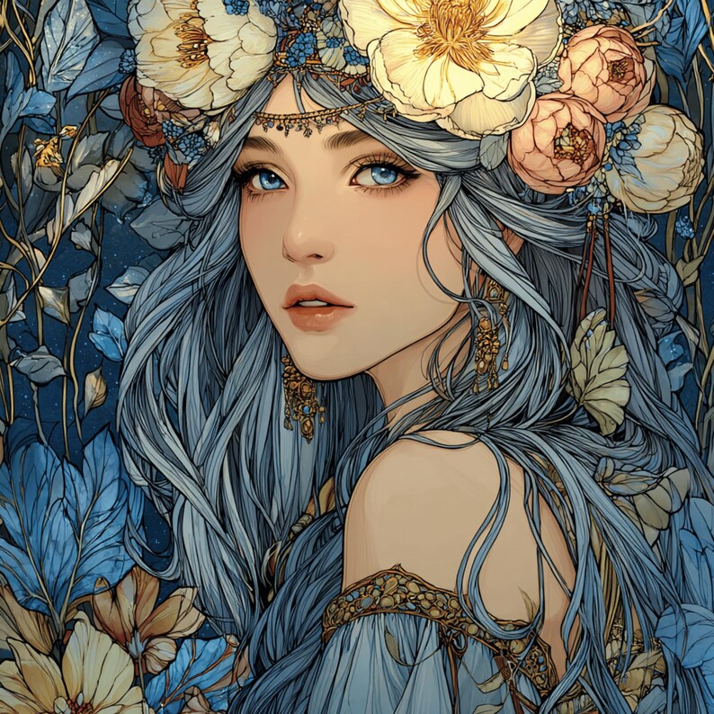 20 Fantasy Princess Digital Portrait Bundle for DIY Art, Sublimation ...