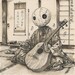 SIX Traditional Japanese Musician Art, Digital Download, Moon Head ...