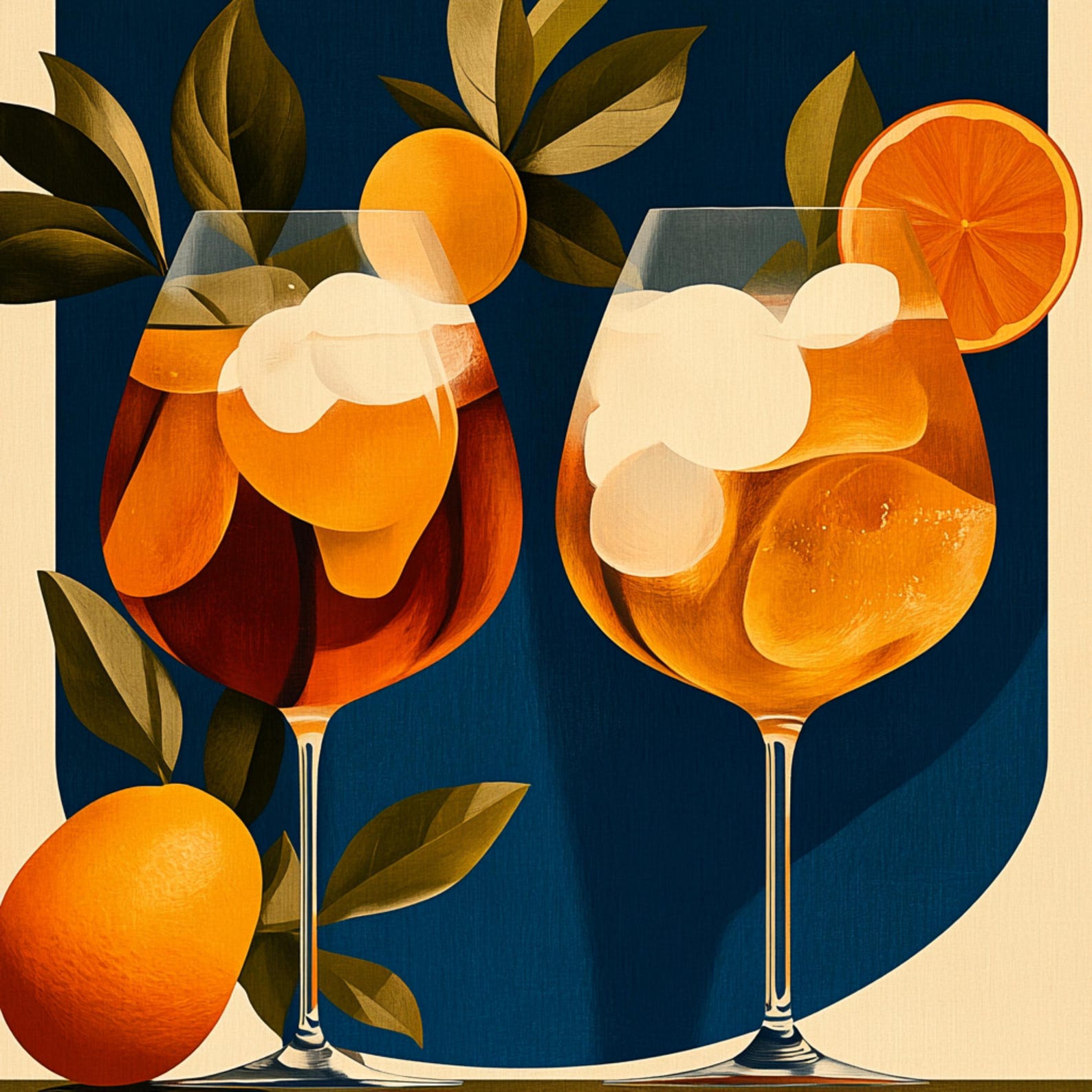 TEN Retro Cocktail Wall Art, Large Square Poster, Orange Themed Art ...