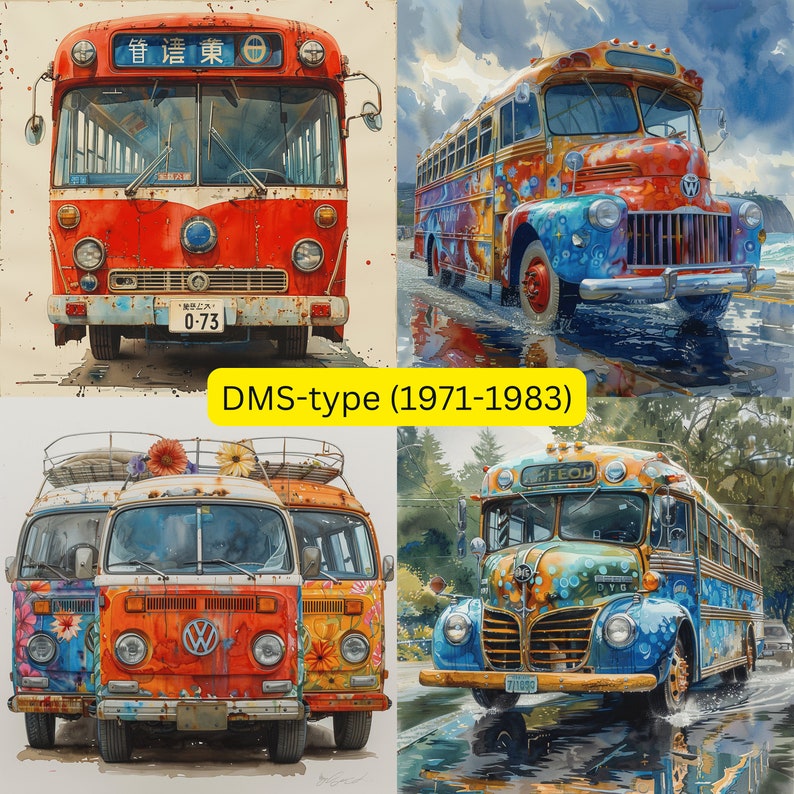 TWENTY Vintage Buses Digital Images, Historical Buses Across the Ages ...