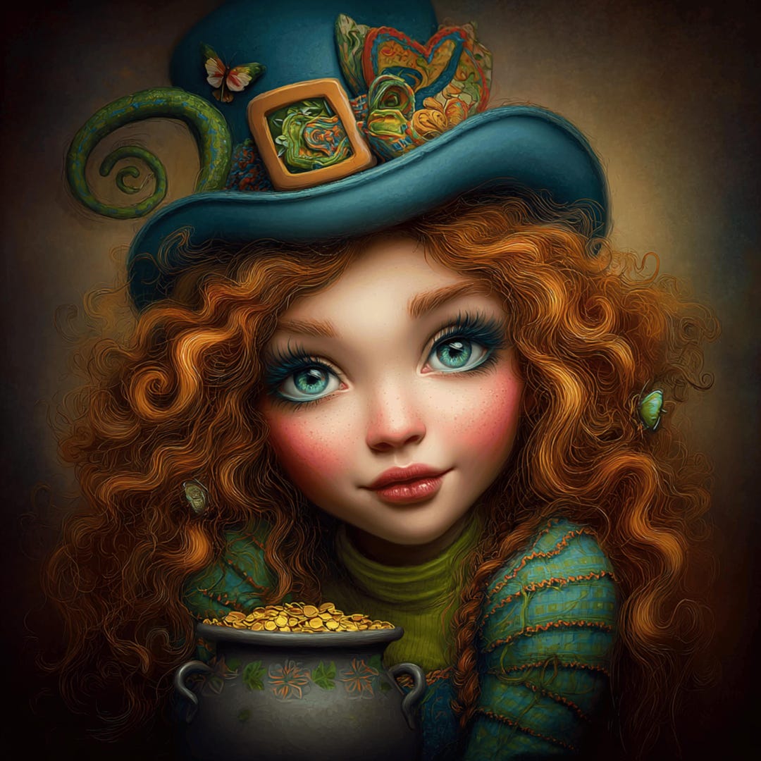 18 Whimsical Irish Girl Portrait Art Set Fantasy Folk Wall Decor ...