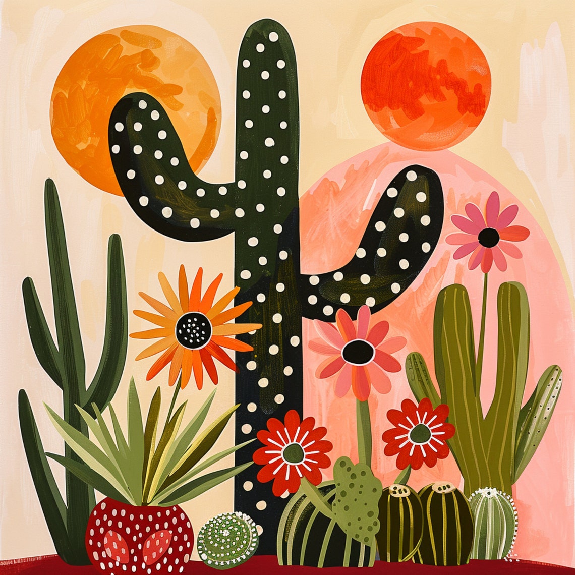 8 Contemporary Modern Cactus Art, Digital Wall Art, Set of 8 Printable ...