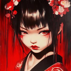 60 Geisha Japanese Girl Poster Large Square Artwork 60 Digital Images ...