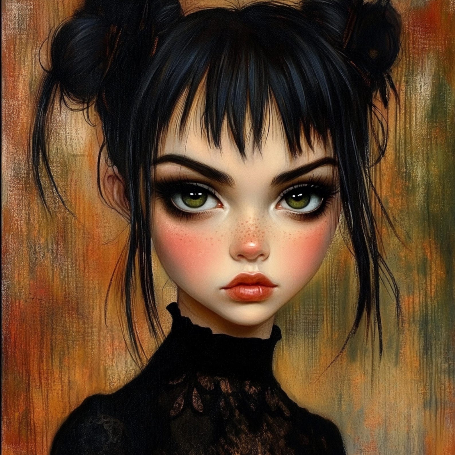 15 Goth Girl Female Portrait, Digital Art Print, Large Square Artwork ...