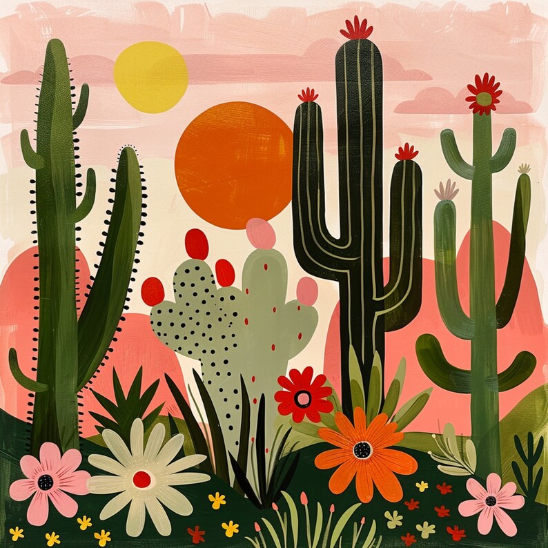 Set of 30 Modern Cactus Prints, Boho Botanical Wall Art (digital ...