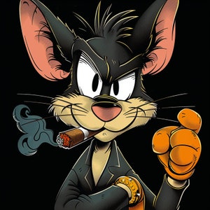 12 Gangster Mouse Digital Art, Cartoon Caricature Set, 12 Unique Images ...
