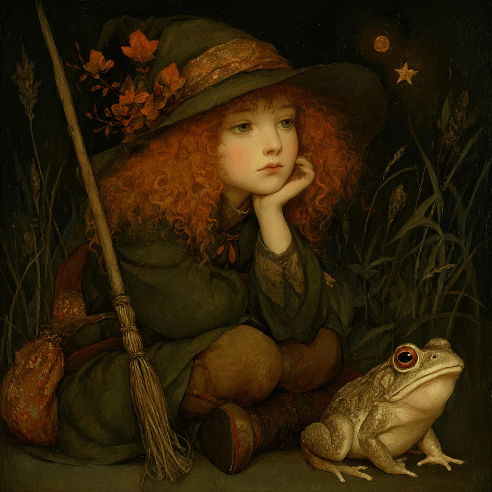 16 Witch With Toad Digital Art, Printable Witchy Wall Art, DIY Craft ...
