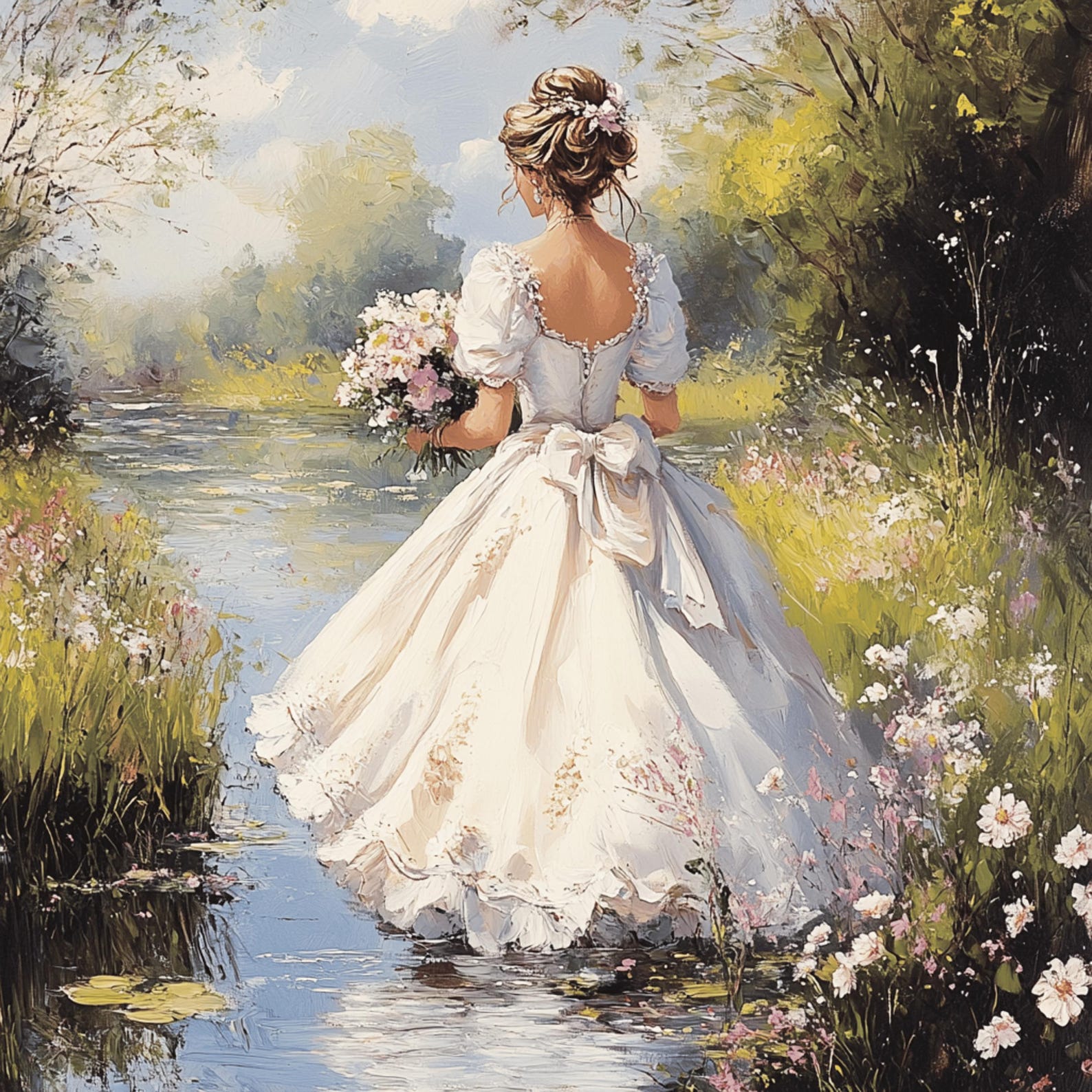 11 Lady by the Water Printable Wall Art, Romantic Vintage Dress Art ...