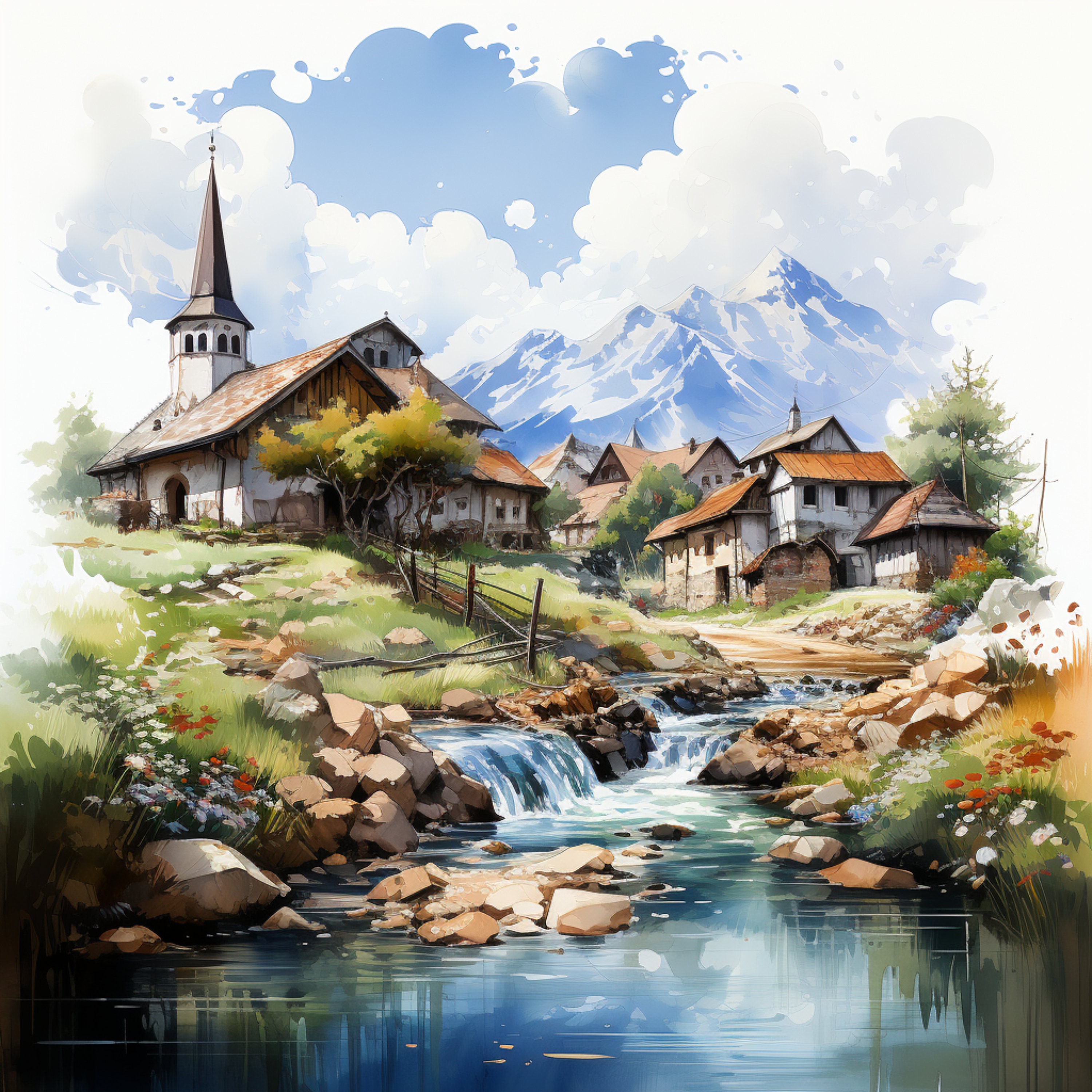 THIRTY TWO Slovakia Watercolor Digital Prints Urban Wall Art Decor ...