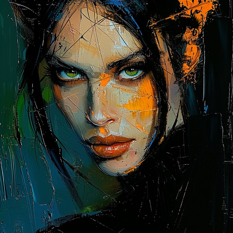 12 Digital Images Poster, Female Portrait Close Up, Artistic Pose ...