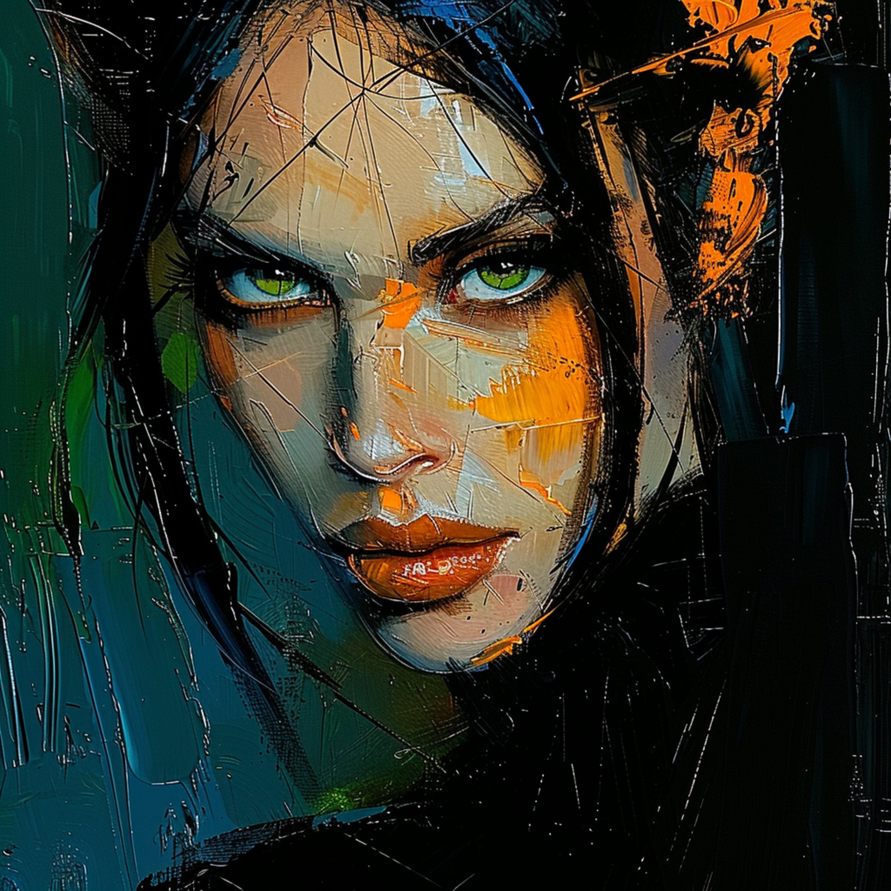 12 Digital Images Poster, Female Portrait Close Up, Artistic Pose ...