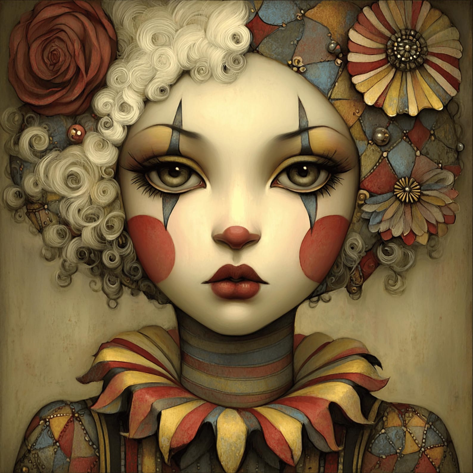 Vintage Female Clown Portrait Set: Whimsical DIY Wall Art (PNG Digital ...