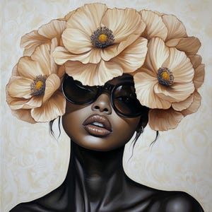 ELEVEN Stunning Black Female Model With Flowers Art, Fashion Shoot ...