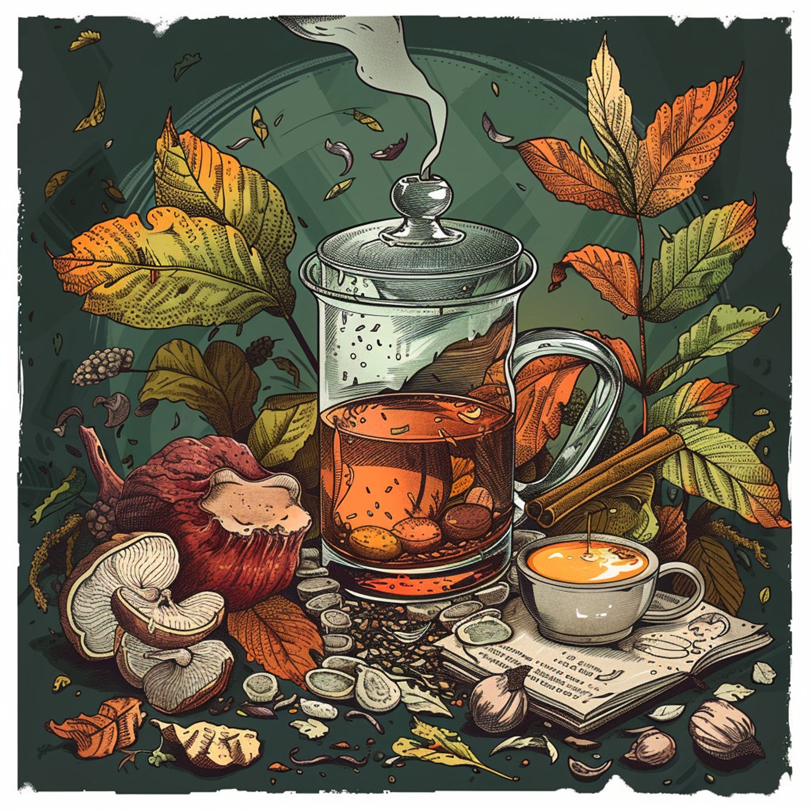 NINE Botanical Tea Digital Wall Art, Vintage-inspired Kitchen Decor ...