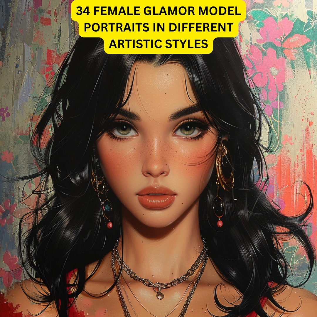 THIRTY FOUR Female Glamour Model Portraits in Different Artistic Styles ...