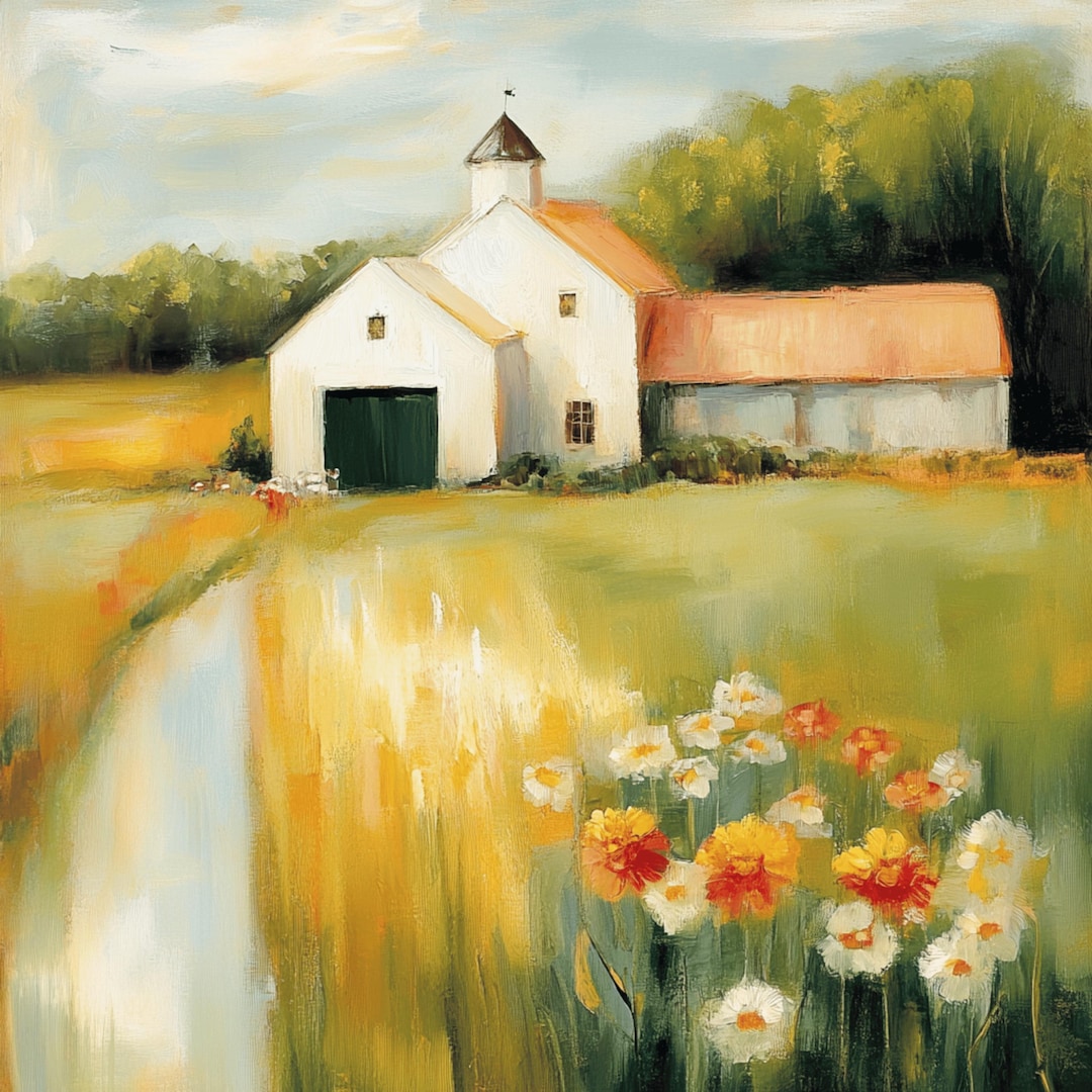 16 Impressionist Barn Landscape Art | Rustic Digital Prints for DIY ...
