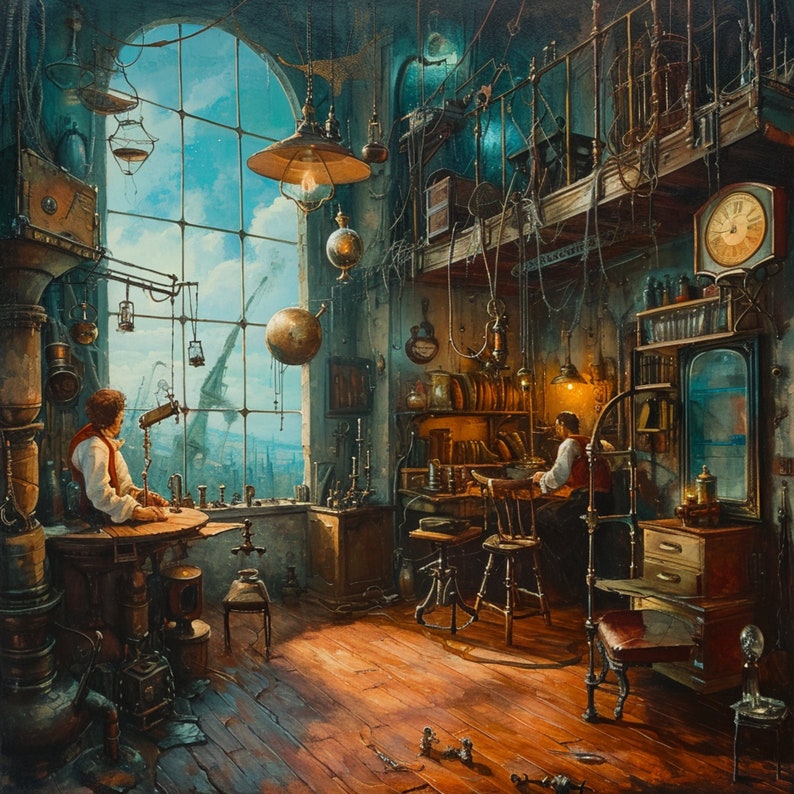 NINE Retro Fantasy Inventors Digital Prints Instant Printable Digital ...