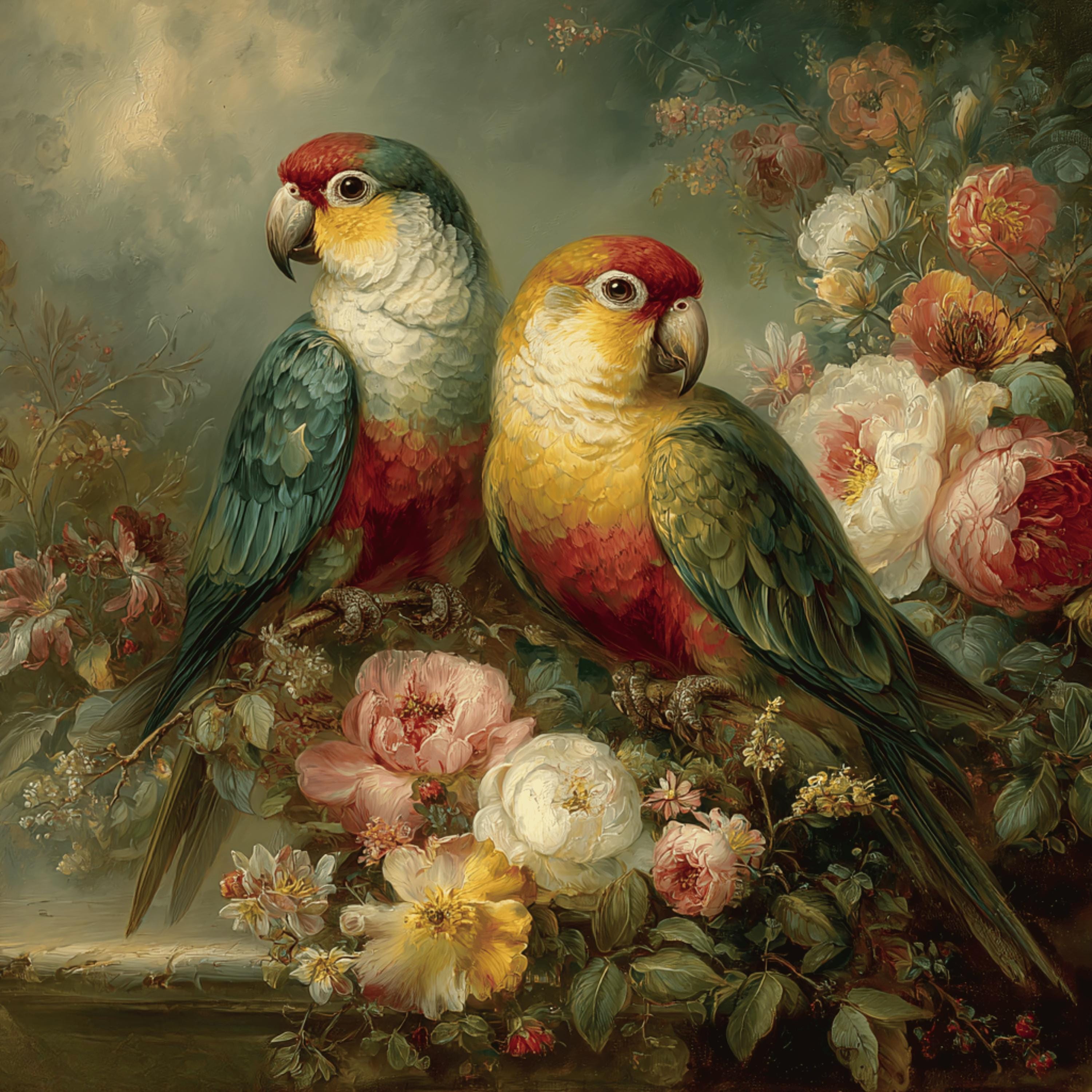 15 Colorful Parrot Portraits Digital Wall Art, Tropical Bird Paintings ...